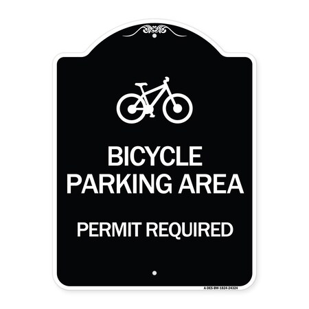Signmission Bicycle Parking Area Permit Required W/ Graphic Heavy-Gauge ...