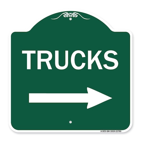 Signmission Trucks Sign Trucks W/ Right Arrow, Green & White Aluminum ...