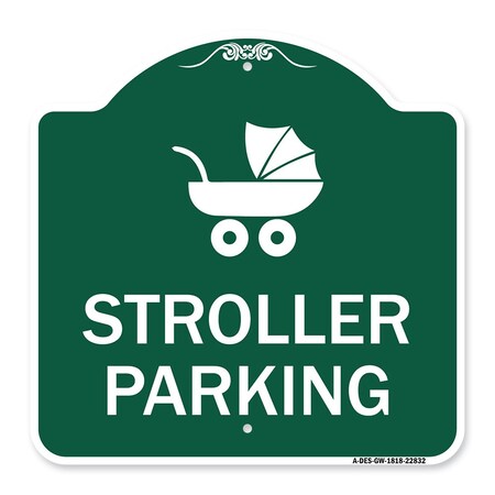 Signmission Stroller Parking With Graphic, Green & White Aluminum ...