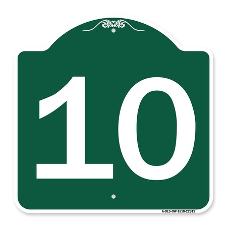 Signmission Designer Series Sign-Sign W/ Number 10, Green & White ...