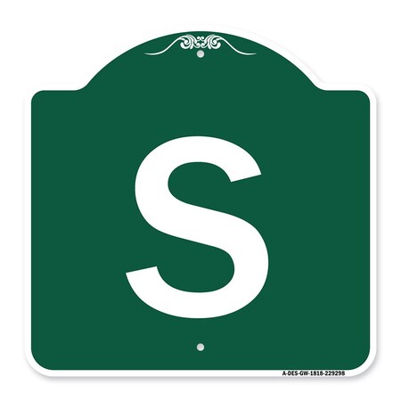 Signmission Designer Series Sign-Sign W/ Letter S, Green & White ...