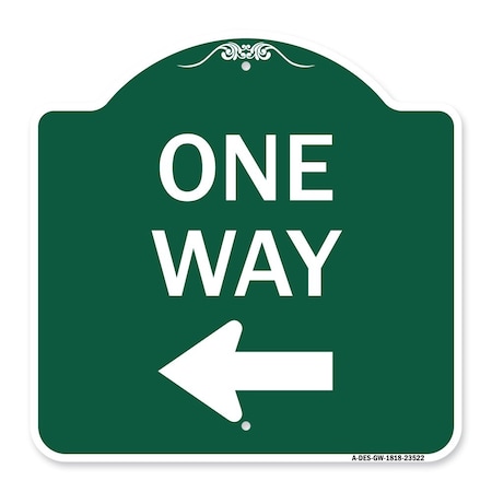 Signmission Designer Series One Way Left Arrow, Green & White Aluminum ...