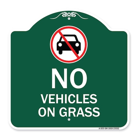 Signmission Designer Series Sign-No Vehicles on Grass, Green & White ...