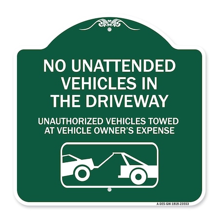 Signmission No Unattended Vehicles in the Driveway Unauthorized ...