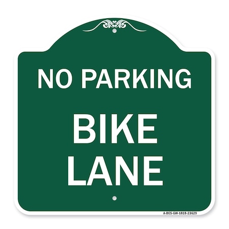Signmission Designer Series Sign-No Parking Bike Lane, Green & White ...