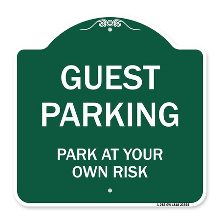 Signmission Designer Series Sign-Guest Parking, Green & White Aluminum ...