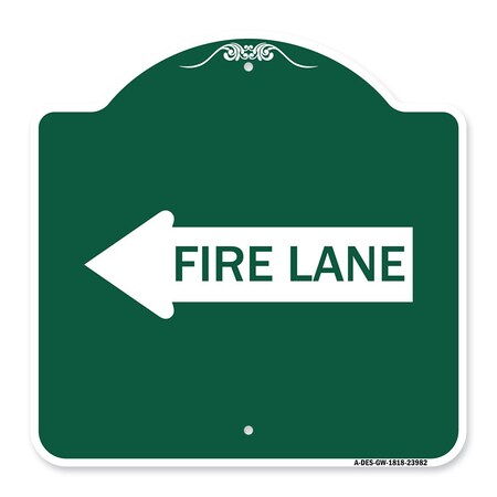 Signmission Designer Series Sign-Fire Lane Left Arrow, Green & White ...