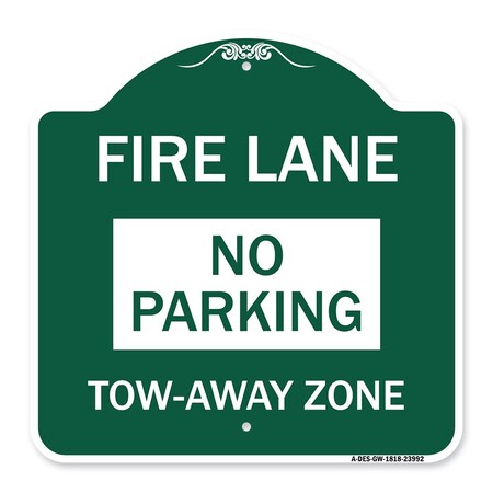 Signmission Fire Lane Sign No Parking Tow-Away Zone, Green & White ...