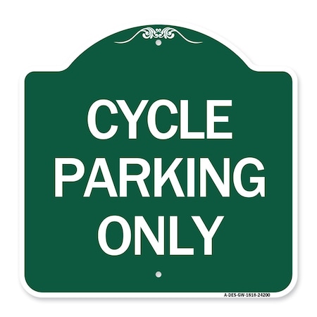 Signmission Designer Series Sign-Cycle Parking Only, Green & White ...