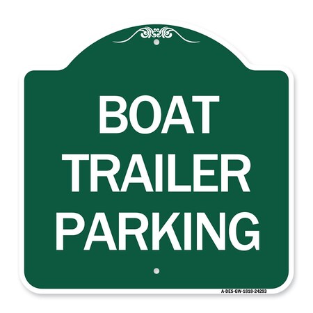 Signmission Designer Series Sign-Boat Trailer Parking, Green & White ...