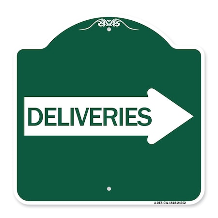 Signmission Deliveries With Right Arrow, Green & White Aluminum ...