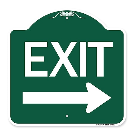 Signmission Designer Series Sign-Exit W/ Right Arrow, Green & White ...