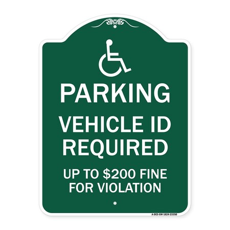 Signmission Parking Vehicle Id Required Up to $200 Fine for Violation ...
