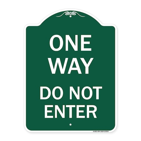 Signmission Designer Series Sign-One Way Do Not Enter, Green & White ...