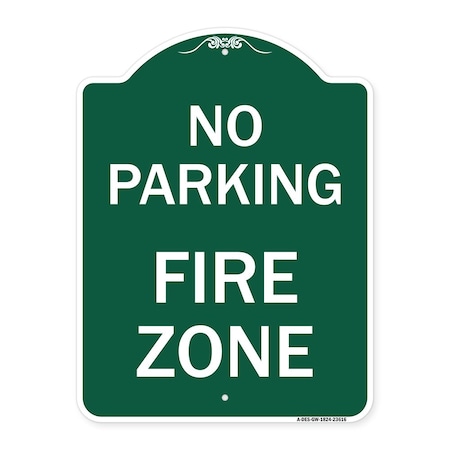 Signmission Designer Series Sign-No Parking Fire Zone, Green & White ...