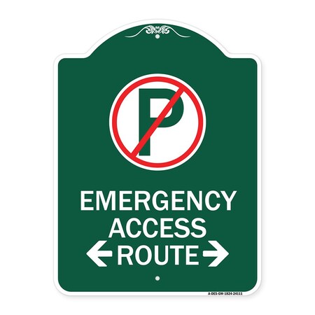 Signmission Emergency Access Route W/ Bidirectional Arrow, Green ...