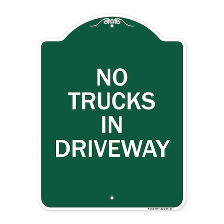 Signmission Driveway Sign No Trucks in Driveway, Green & White Aluminum ...