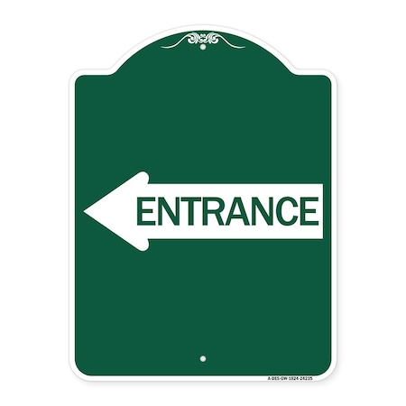 Signmission Designer Series Sign-Left Arrow Entrance, Green & White ...