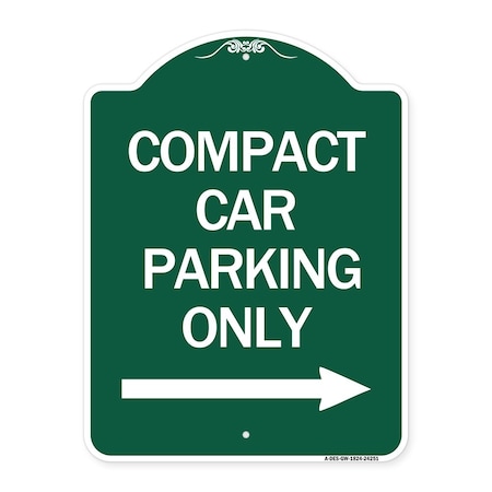 Signmission Compact Car Parking W/ Right Arrow, Green & White Aluminum ...