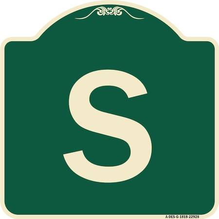 Signmission Designer Series Sign W/ Letter S, Green & Tan Heavy-Gauge ...