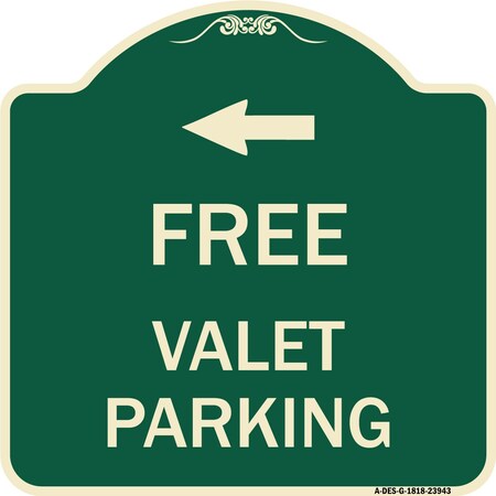 Signmission Free Valet Parking with Left Arrow Heavy-Gauge Aluminum ...