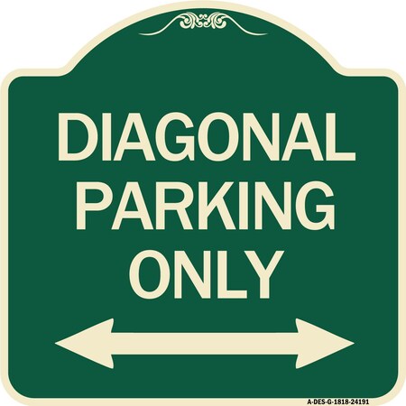 Signmission Diagonal Parking Only with Bidirectional Arrow Heavy-Gauge ...