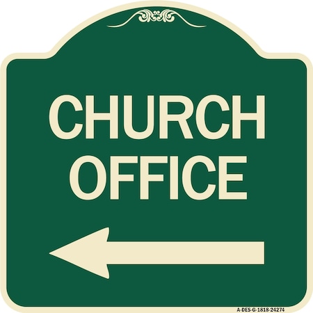 Signmission Designer Series Sign Church Office, Green & Tan Heavy-Gauge ...