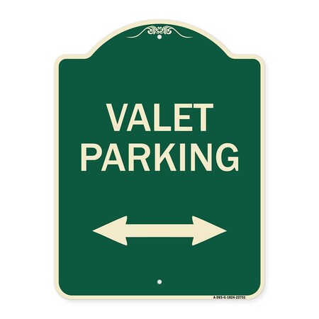 Signmission Valet Parking W/ Bidirectional Arrow Heavy-Gauge Aluminum ...
