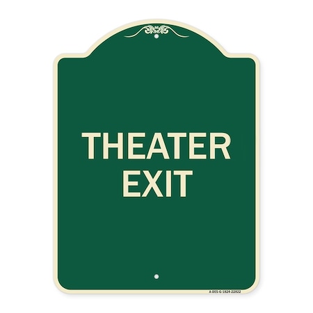 Signmission Designer Series Sign Theater Exit, Green & Tan Heavy-Gauge ...