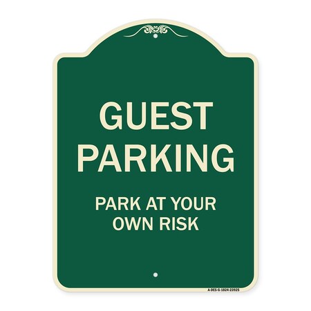 Signmission Designer Series Sign Guest Parking, Green & Tan Heavy-Gauge ...