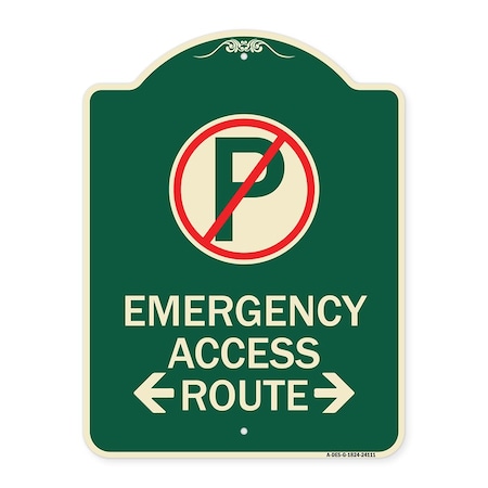 Signmission Emergency Access Route W/ Bidirectional Arrow Heavy-Gauge ...