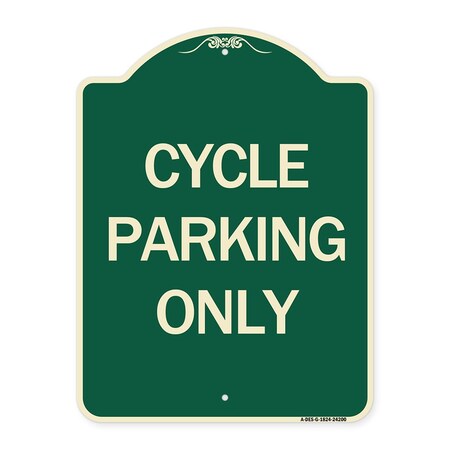 Signmission Designer Series Cycle Parking Only, Green & Tan Heavy-Gauge ...