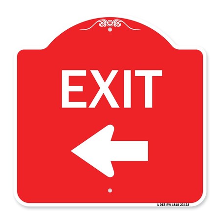 Signmission Parking Lot Sign Exit Sign Left Arrow, Red & White Aluminum ...