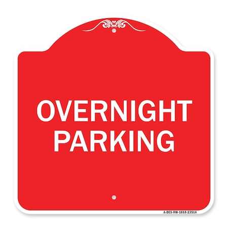 Signmission Designer Series Sign-Overnight Parking, Red & White ...