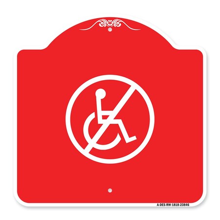 Signmission Designer Series Sign-No Handicap, Red & White Aluminum ...