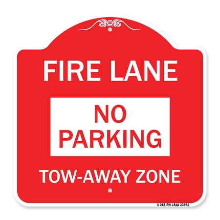 Signmission Fire Lane Sign No Parking Tow-Away Zone, Red & White ...