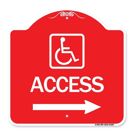 Signmission Access W/ Updated Isa and Right Arrow, Red & White Aluminum ...