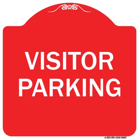 Signmission Designer Series Visitor Parking, Red & White Heavy-Gauge ...