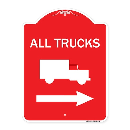 Signmission Trucks Sign All Trucks W/ Truck & Right Arrow, Red & White ...