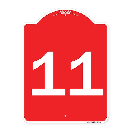 Signmission Designer Series Sign-Sign W/ Number 11, Red & White ...