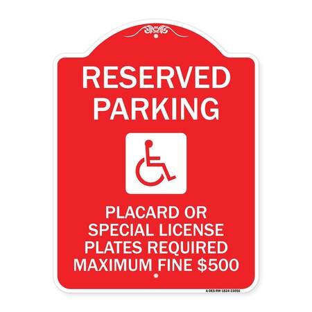 Signmission Reserved Parking Placard or Special License Plates Required ...