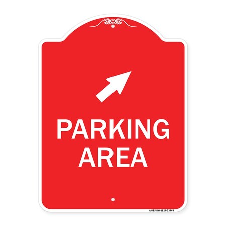 Signmission Parking Area W/ Upper Right Arrow, Red & White Aluminum ...