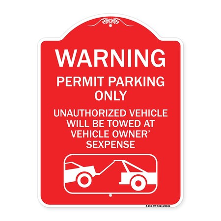 Signmission No Parking w/o Permit Warning Permit Parking Unauthorized ...