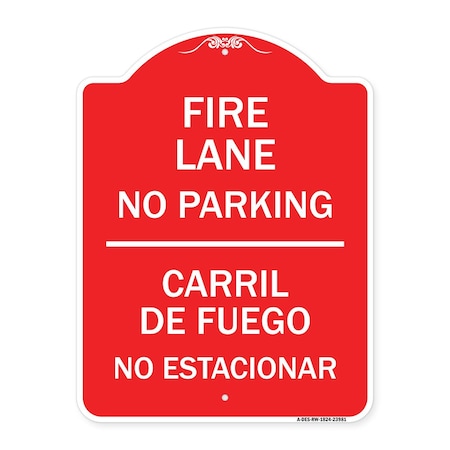Signmission Fire Lane No Parking-Carril De Fuege No Esta Conar, Red ...