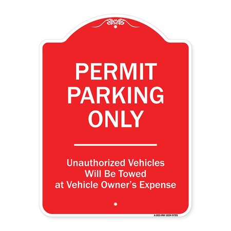 Signmission Permit Parking Unauthorized Vehicles Heavy-Gauge Aluminum ...