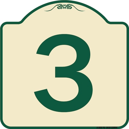 Signmission Designer Series Sign W/ Number 3, Tan & Green Heavy-Gauge ...