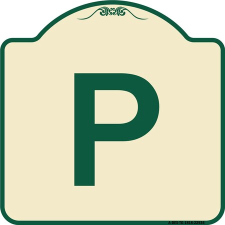 Signmission Designer Series Sign W/ Letter P, Tan & Green Heavy-Gauge ...