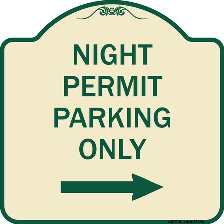 Signmission Night Permit Parking W/ Right Arrow Heavy-Gauge Aluminum ...