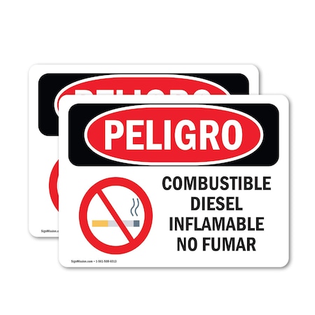 Signmission Diesel Fuel Flammable No Smoking Spanish Danger Sign, Vinyl ...