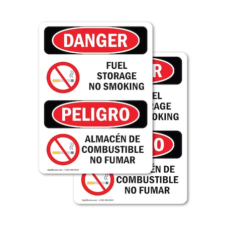 Signmission Fuel Storage No Smoking Bilingual Danger Sign, Vinyl Decal ...